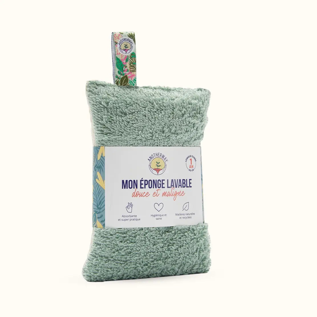 Eponge lavable et durable verte - Anotherway – another-way.com