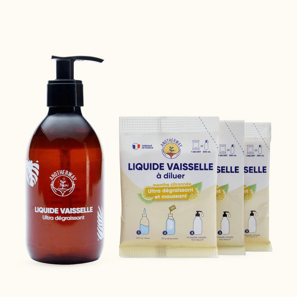 Liquide vaisselle naturel à diluer - Flacon + 3 recharges - Anotherway ...